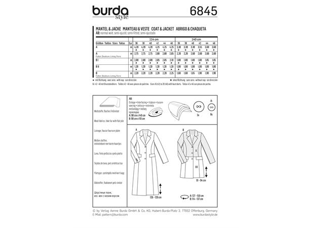 Burda 6845 - Frakk og jakke - Sømsenteret AS