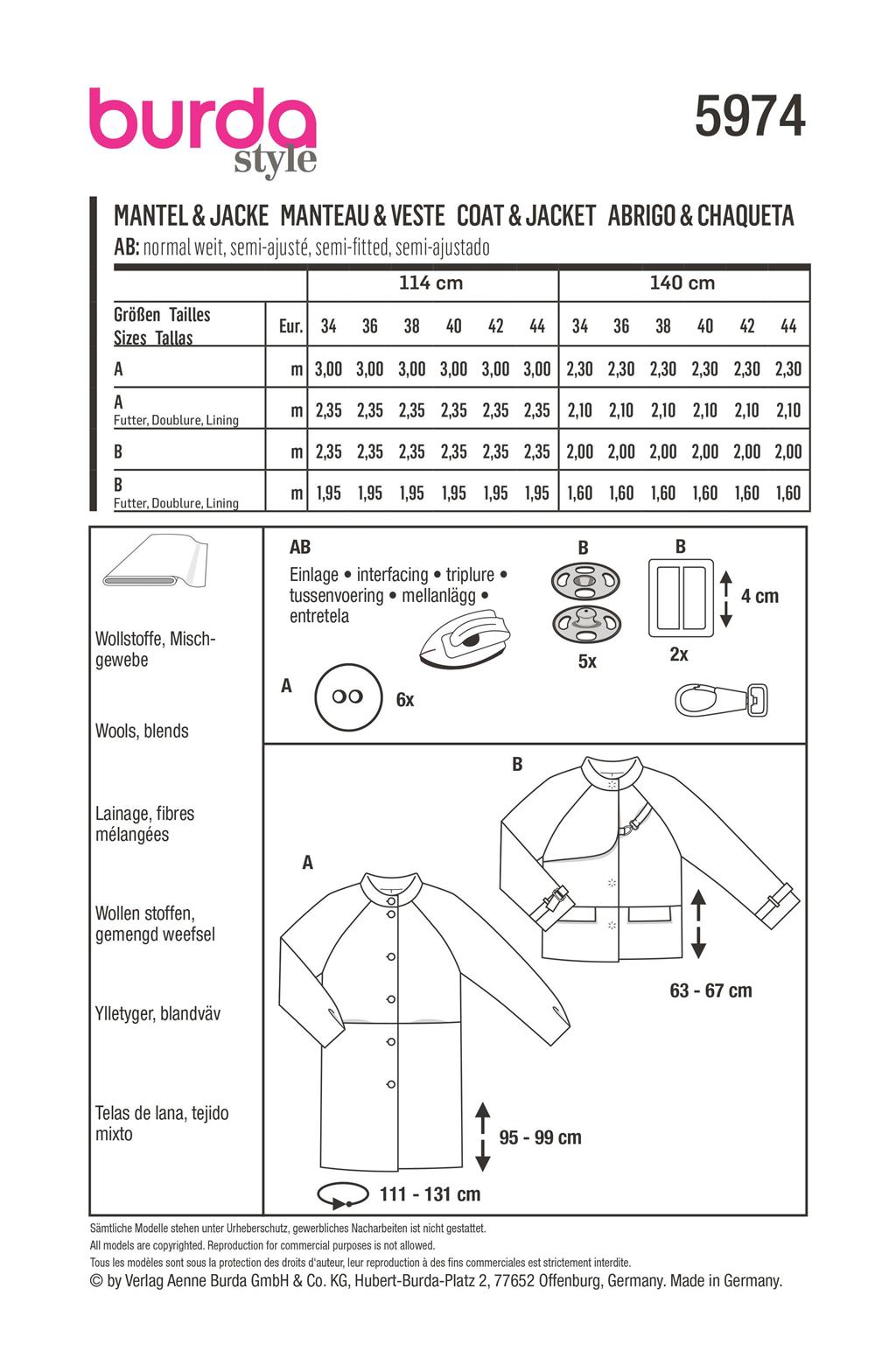 Burda 5974 - Kåpe og Jakke - Sømsenteret AS